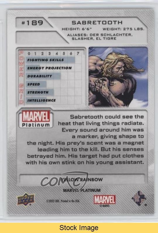 2023 Upper Deck Marvel Platinum High Series Yellow Rainbow Sabretooth ...