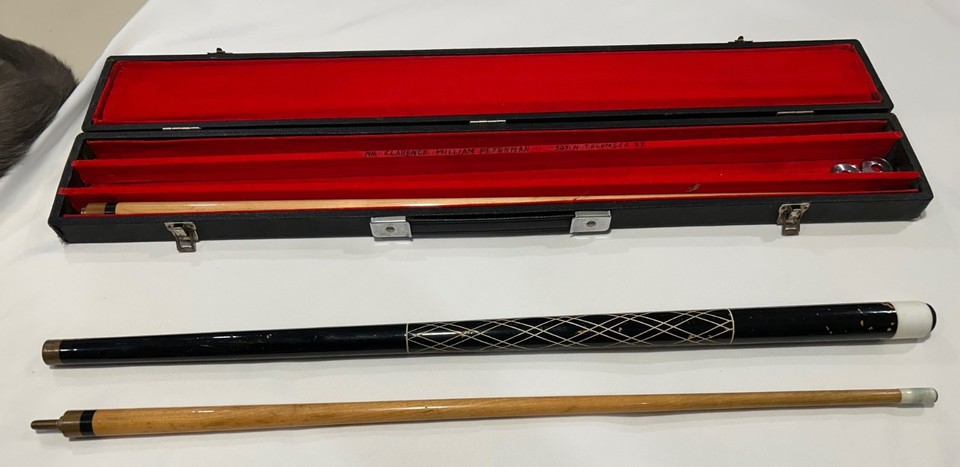 Vintage Custom Pool Cue Carved Wood 2 Piece With Case | eBay