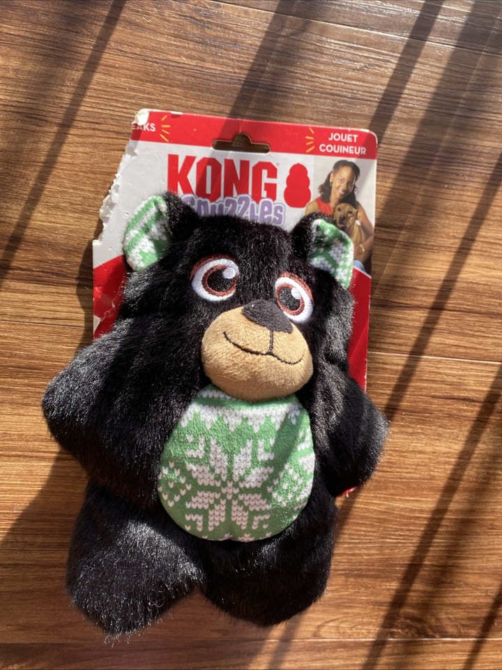 Holiday Snuzzles Plush Squeaker- Black Bear (Small/Medium) | eBay