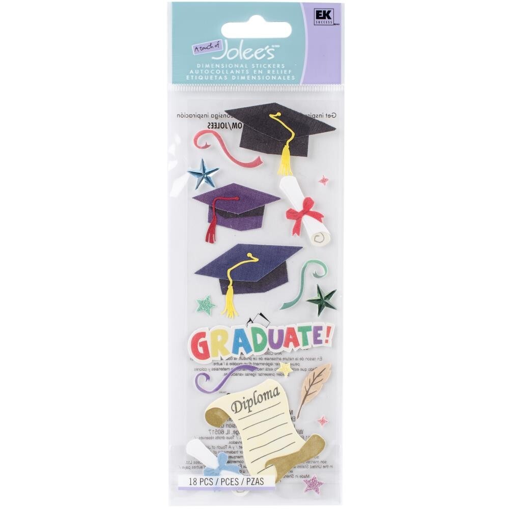 Stickers Jolee's Graduation Caps Diploma Graduate! Swirls Stars Feather ...