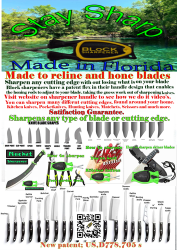 Block knife sharpener- 2 Sharpening Steels- for Honing =Chef rods+ ...