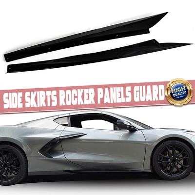Gloss Black Side Skirts For Corvette C8 Rocker Panel Z51 Style ABS 2020 ...
