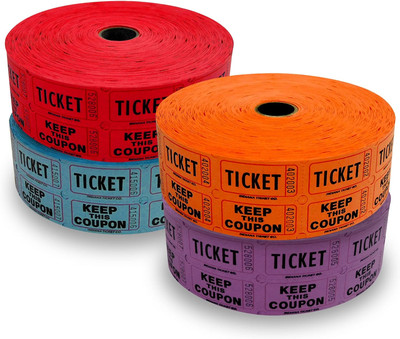 Raffle Tickets - 4 Rolls of 2000 Double Tickets 8, 000 Total 50/Raffle ...