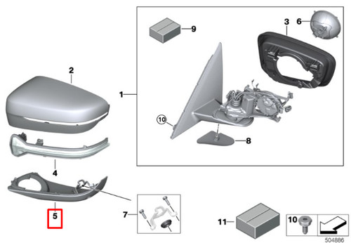 2017-2020 BMW 5 G30 Front Left Door Mirror Lower Frame | 51167418819 ...