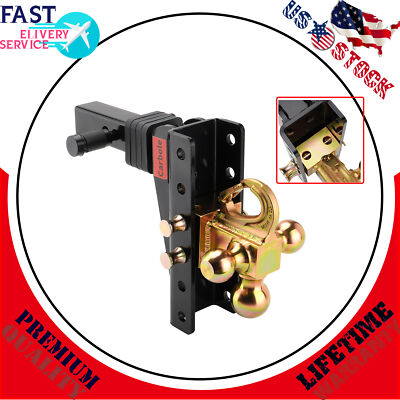 Adjustable Trailer Hitch 2Inch Receiver 6 Inch Drop w/ Power Hook Solid ...