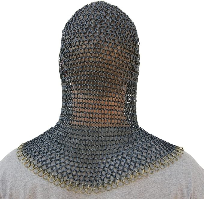 Medieval Warrior Chainmail Two Tone Coif Armor, Black and Gold 18.75 ...