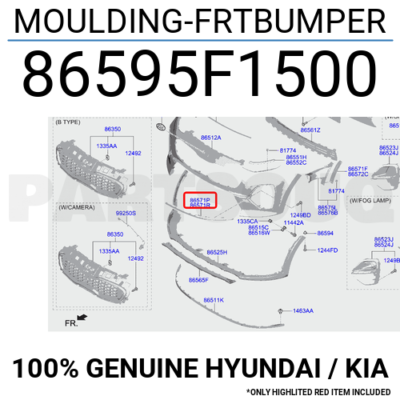 86595F1500 Genuine Hyundai / KIA MOULDING-FRTBUMPER | eBay