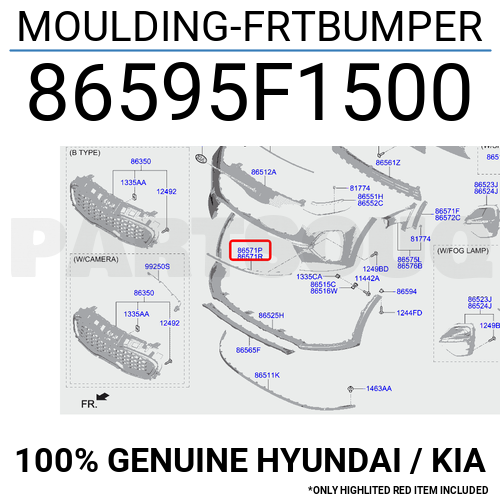 86595F1500 Genuine Hyundai / KIA MOULDING-FRTBUMPER | eBay