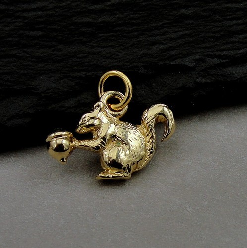 Gold Squirrel Charm - Nature Fall Pendant - Chipmunk Critter Jewelry ...