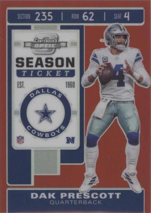 2019 Panini Contenders Optic - Season Ticket Dak Prescott #48 Red /199 ...