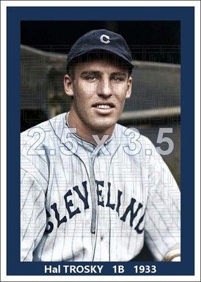 Hal Trosky - 1933 Cleveland Indians - 2.5 x 3.5 (16 mil/96lb) card size ...