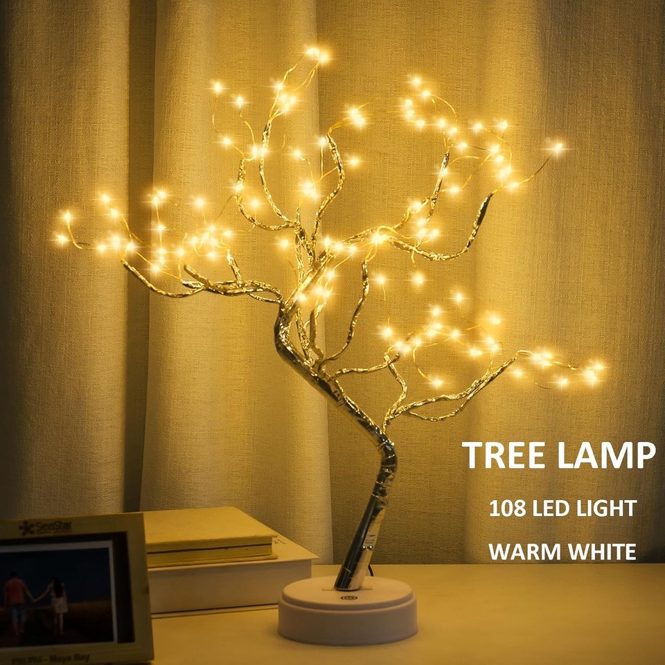 Room Decor, 20" 108 LED Tabletop Bonsai Tree Light, DIY Artificial Tree ...