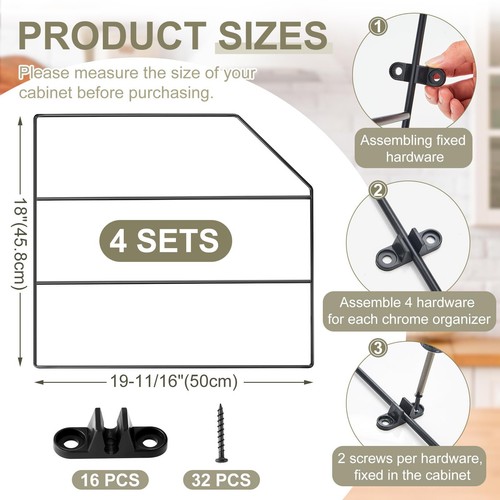 Blulu 4 Pcs Baking Sheet Organizer Tray Dividers for Cabinets Kitchen ...