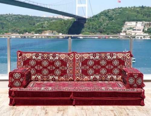 Red Patterned Turkish Floor Sofa, Arabic Majlis, Turkish furniture | eBay