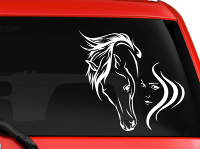 Beautiful Girl and Horse head Decal Sticker on car truck SUV Laptop 8 ...