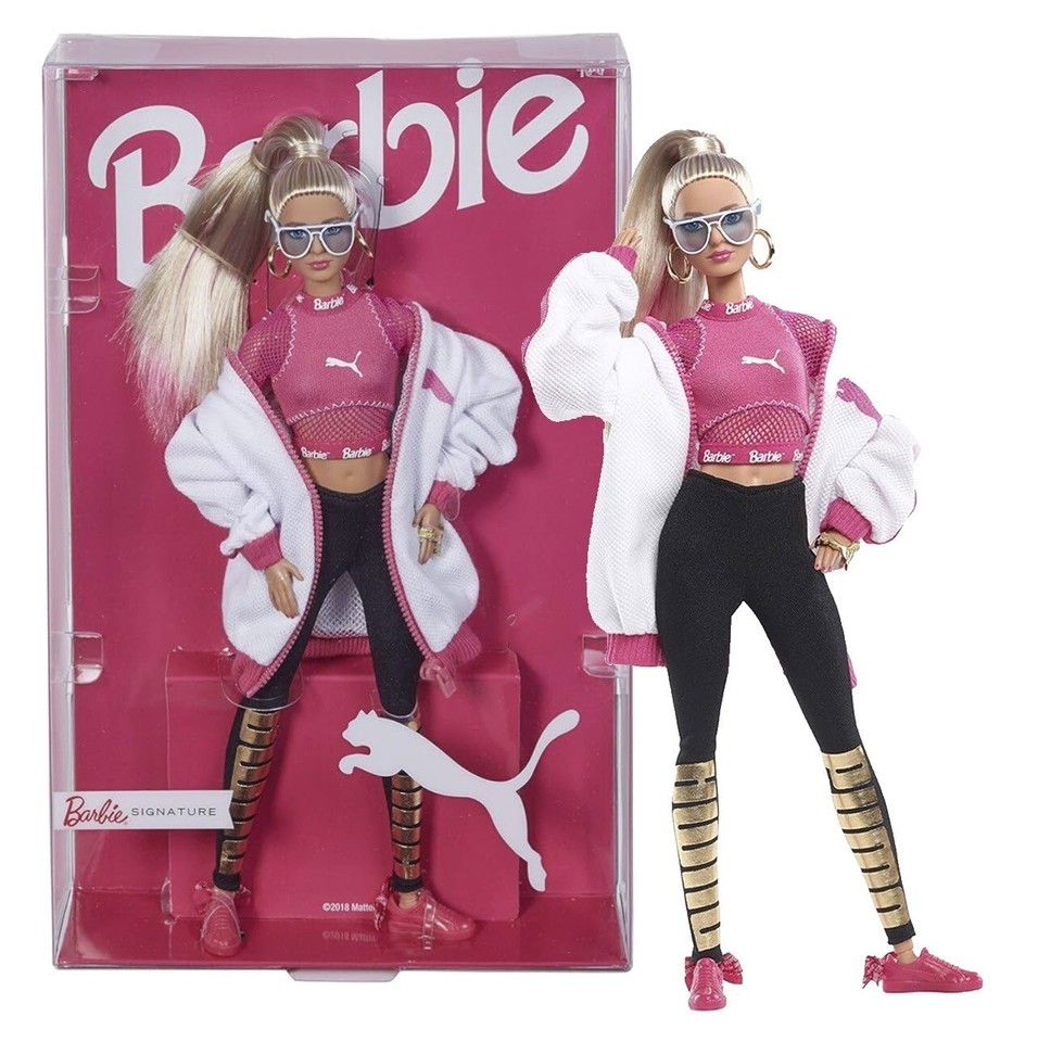 BARBIE Mattel PUMA Dolls Blonde PINK or Brunette BLACK Authentic RARE ...