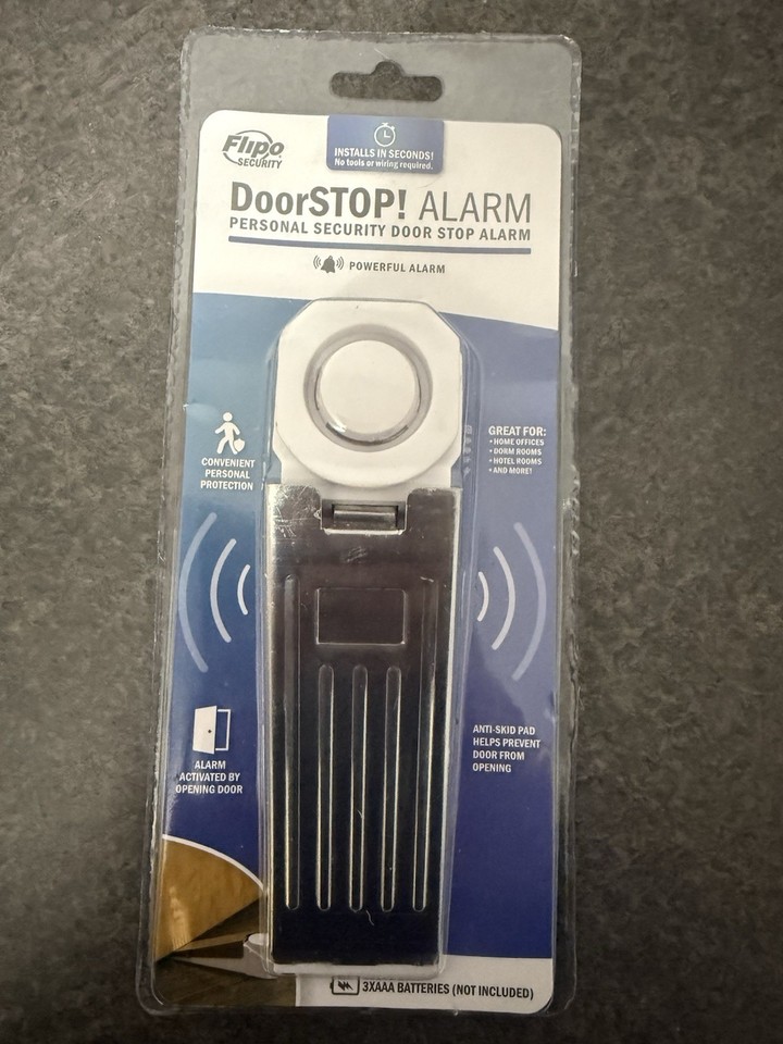 (3) FLIPO Security Door Stop Alarm Wedge Loud Siren Hotel Dorm ...