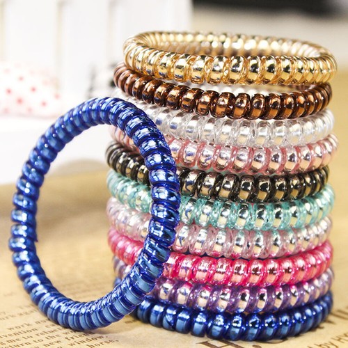 Telephone Wire Elastic Rubber Bands Traceless Girls Ponytail Hair Ring ...