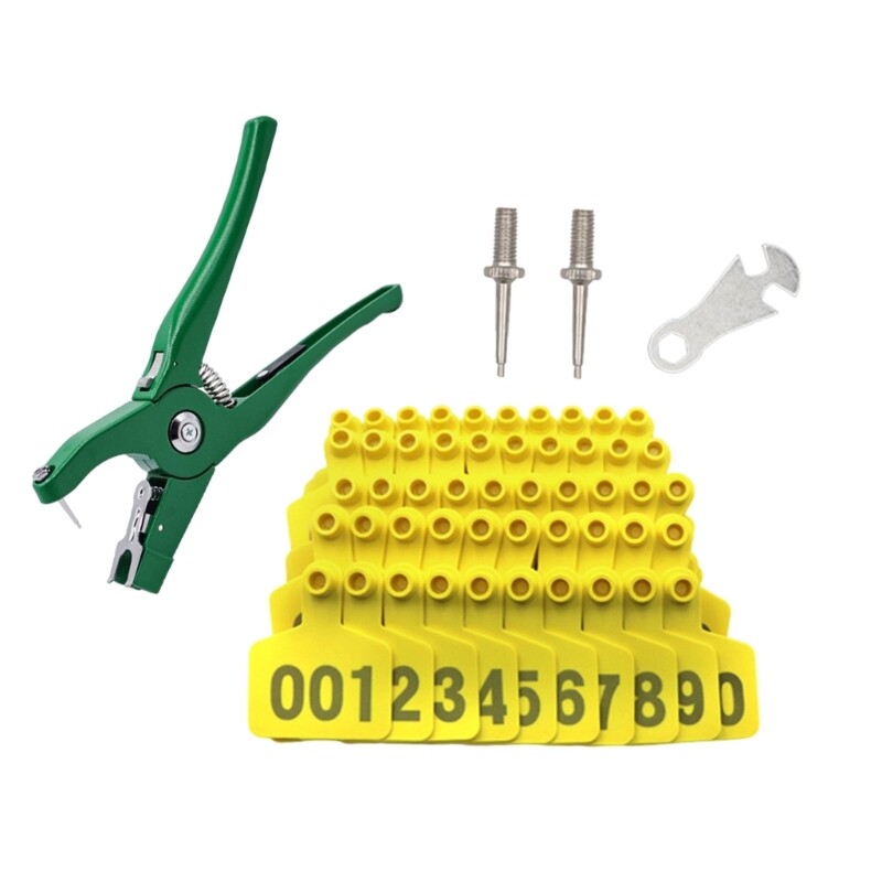 Farm Animal Ear Label 001-100 Number Animal Eartags Pliers Ear Tagging ...