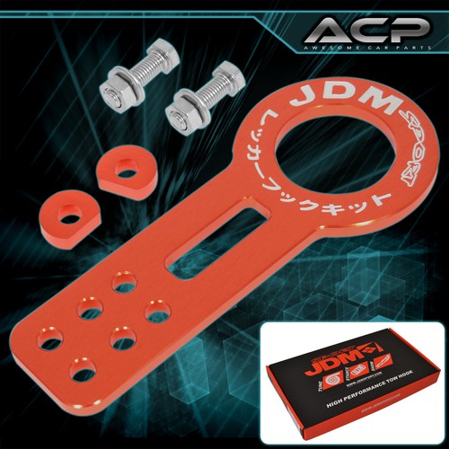 Universal JDM Sport Aluminum CNC Anodized Orange Front Towing Hitch Tow ...