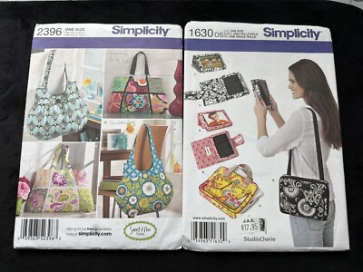 Simplicity 1630 & 2396 Pattern Lot Bag Purse E Reader Tablet Holder ...