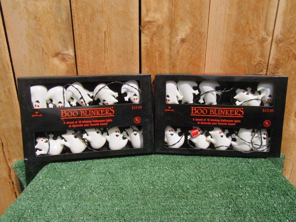 2 Sets of Hallmark Ghost Halloween Boo Bazaar Blinkers String Lights ...