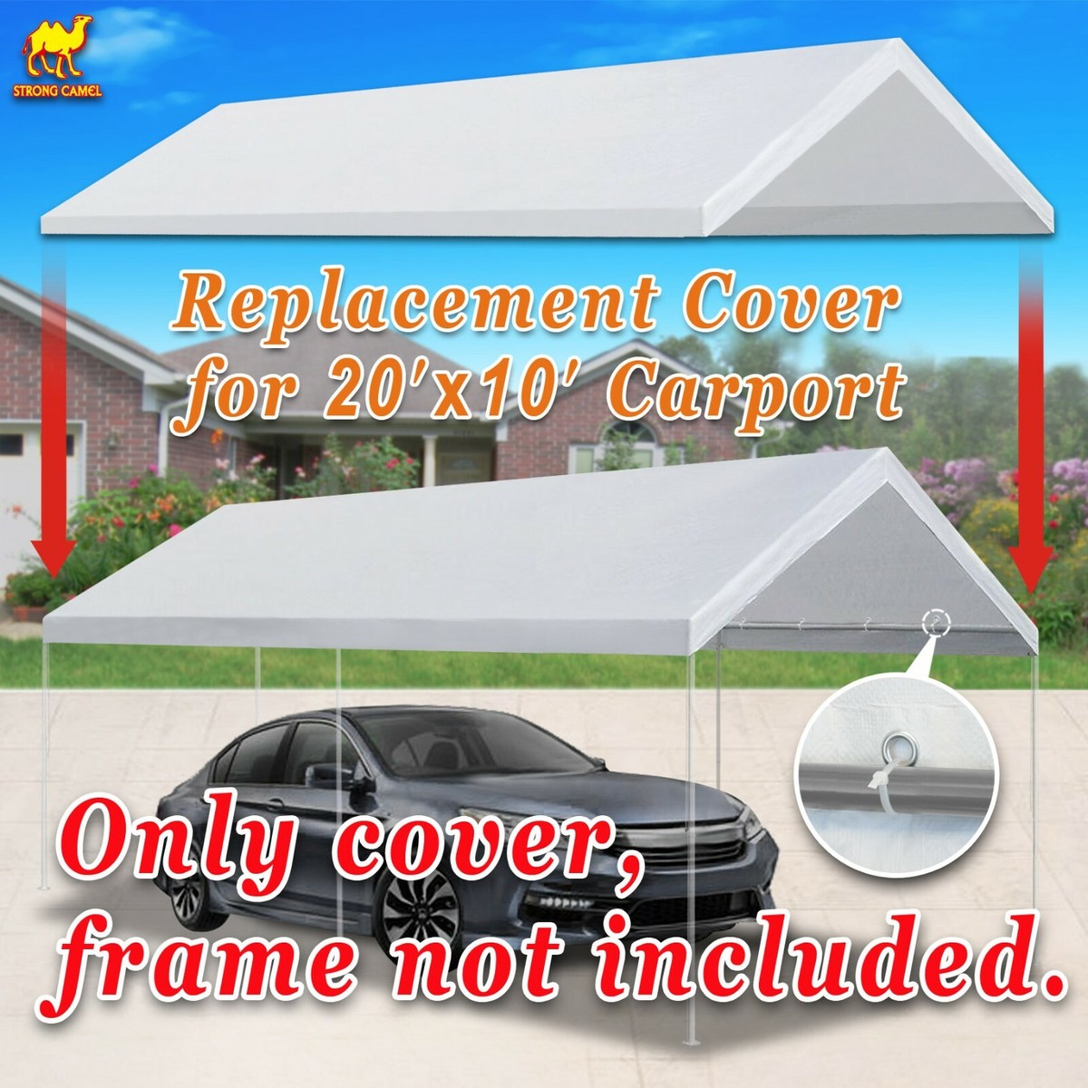 10x20 Portable Garage Replacement Cover 12' X 20' Heavy Duty Portable