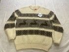 NWT Vintage Brown Bison Wool Knit Sweater Mens Size Large NOS Made In ...