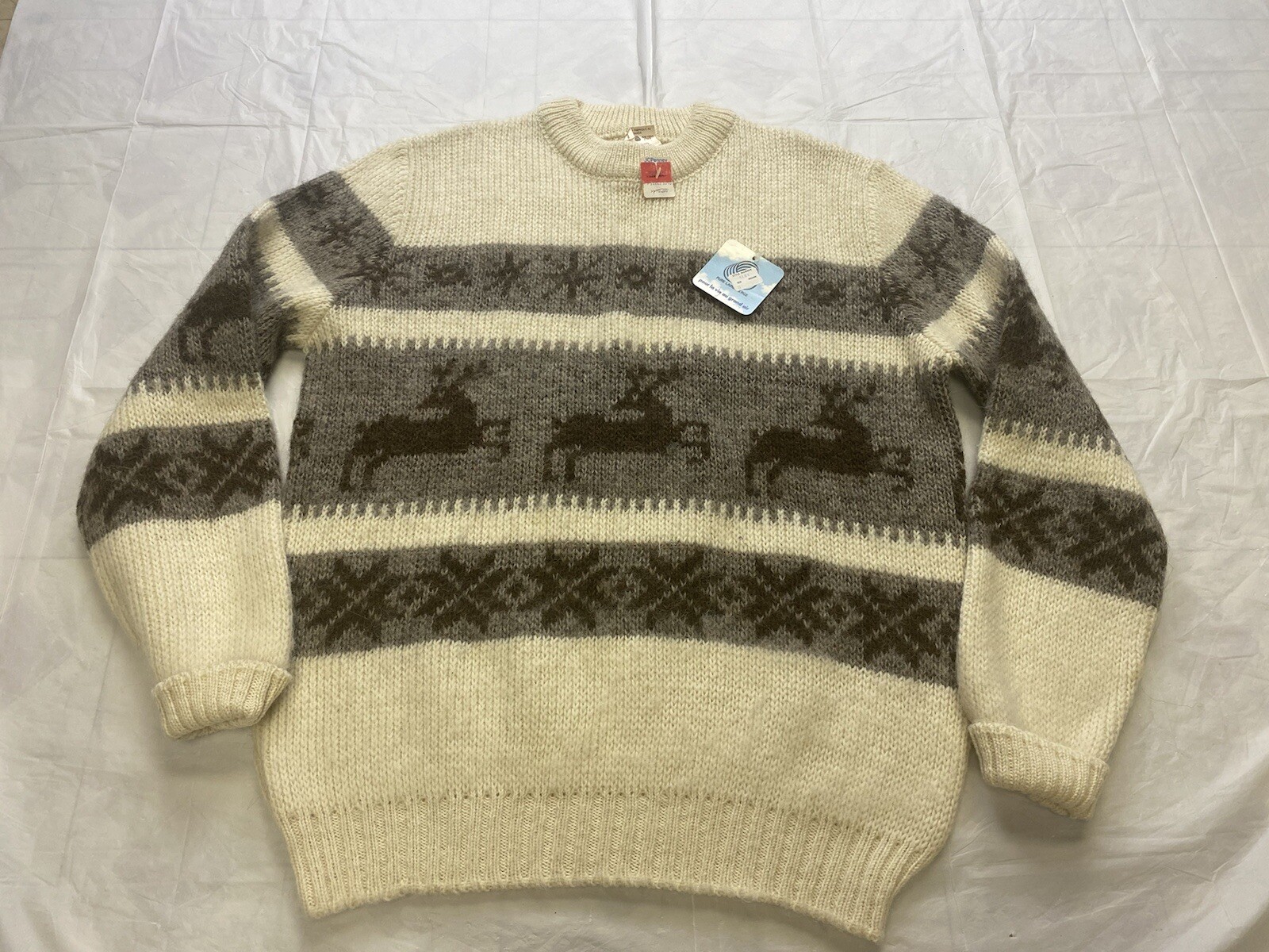 NWT Vintage Brown Bison Wool Knit Sweater Mens Size Large NOS Made In ...