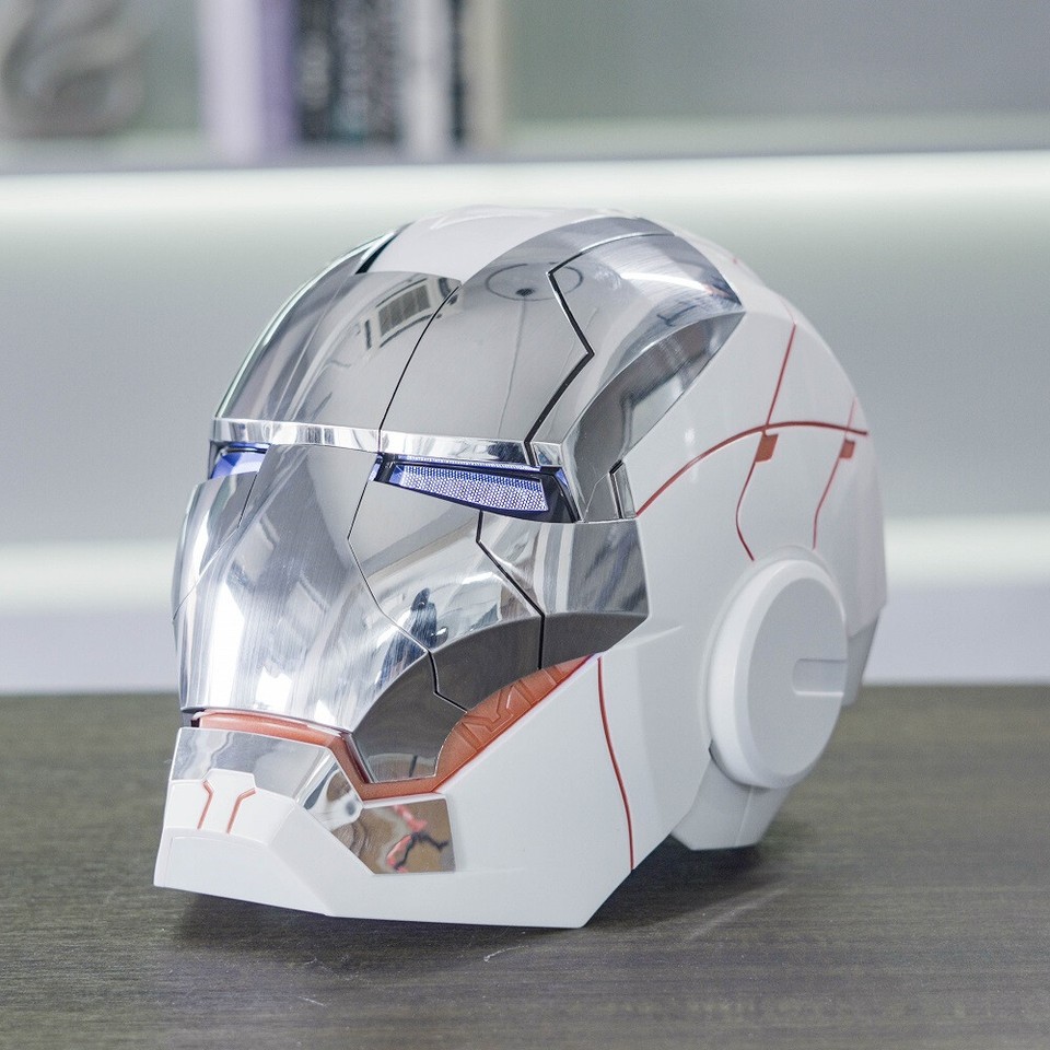 AUTOKING Marvel Iron Man White Mark5 Electric Helmet Voice Control 1:1 ...
