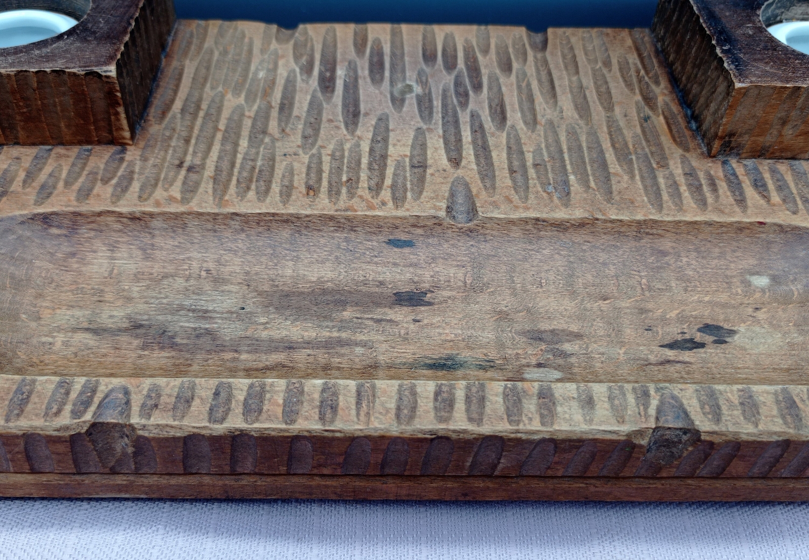 Vintage Wooden Inkwell And Blotter Set, Double Inkwell, Handmade ...