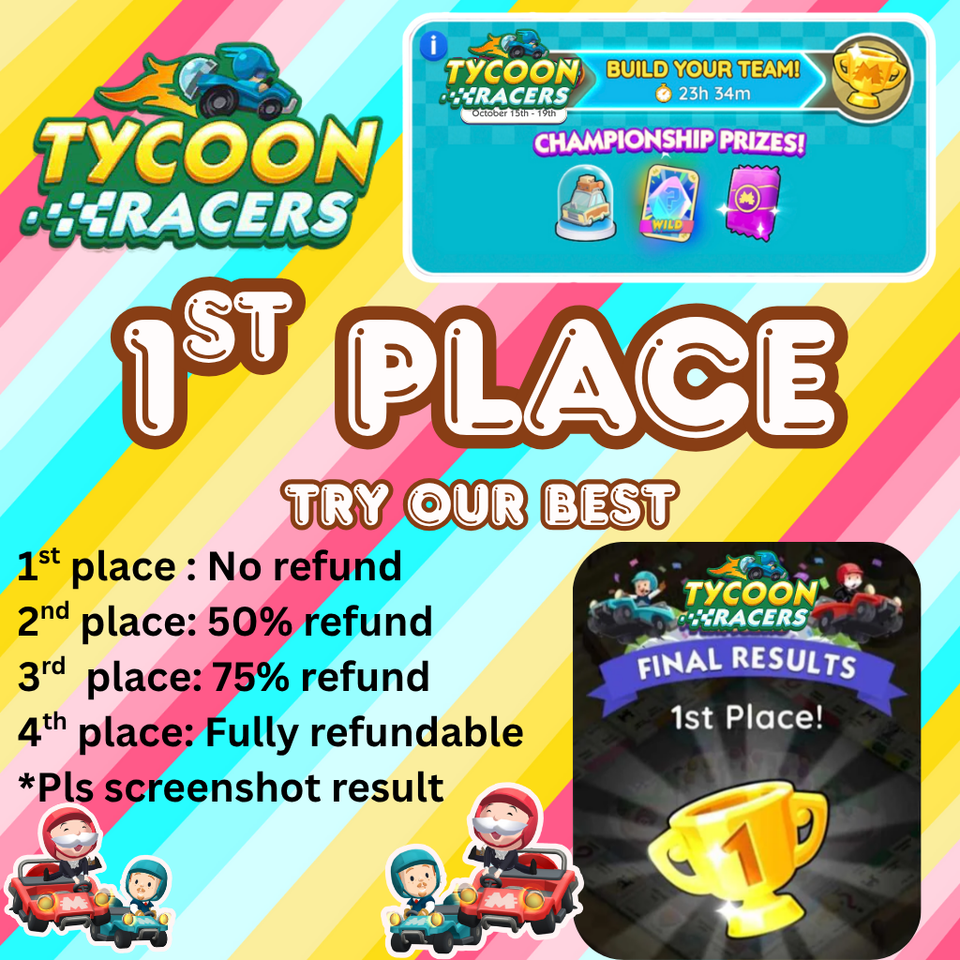 ⭐Cinderella Racers Monopoly GO Try Our Best 1ST PLACE Tycoon Racer | eBay