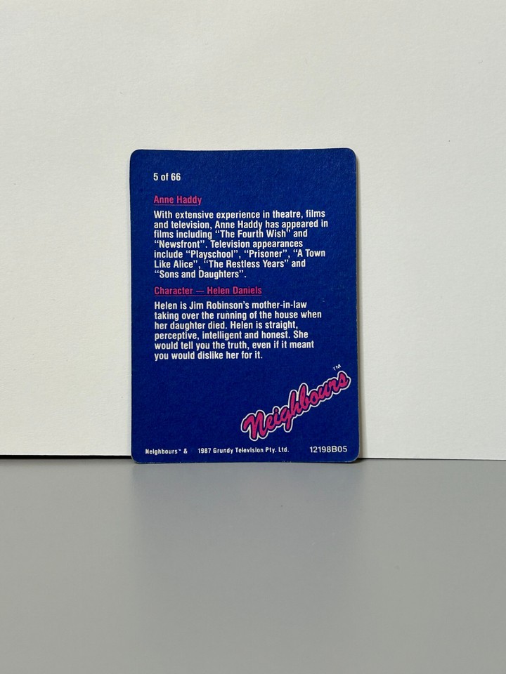 Neighbours Television Series 1987 Scanlens #5 Trading Card | eBay