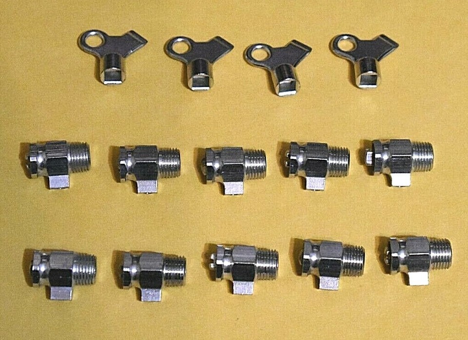 10 Radiator Nickel Plated Brass Air Vent Bleeder Coin Valves 1/8" MIP ...