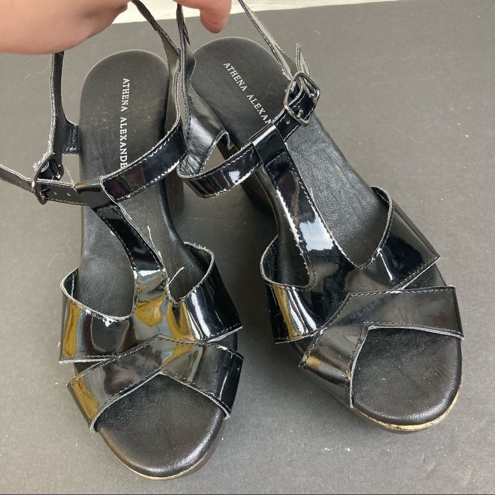 Athena Alexander Black Brown Wedge Sandals Size 8 | eBay