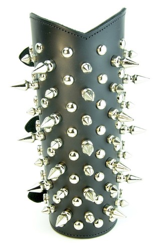 SPIKE AND STUD LEATHER GAUNTLETS DEATH METAL PUNK CYBER GOTHIC 70'S | eBay