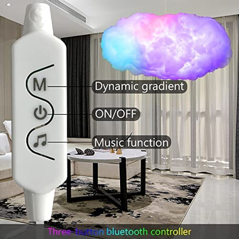 3D Big Cloud Lightning Light Kit Music Sync Warm White Multicolor ...