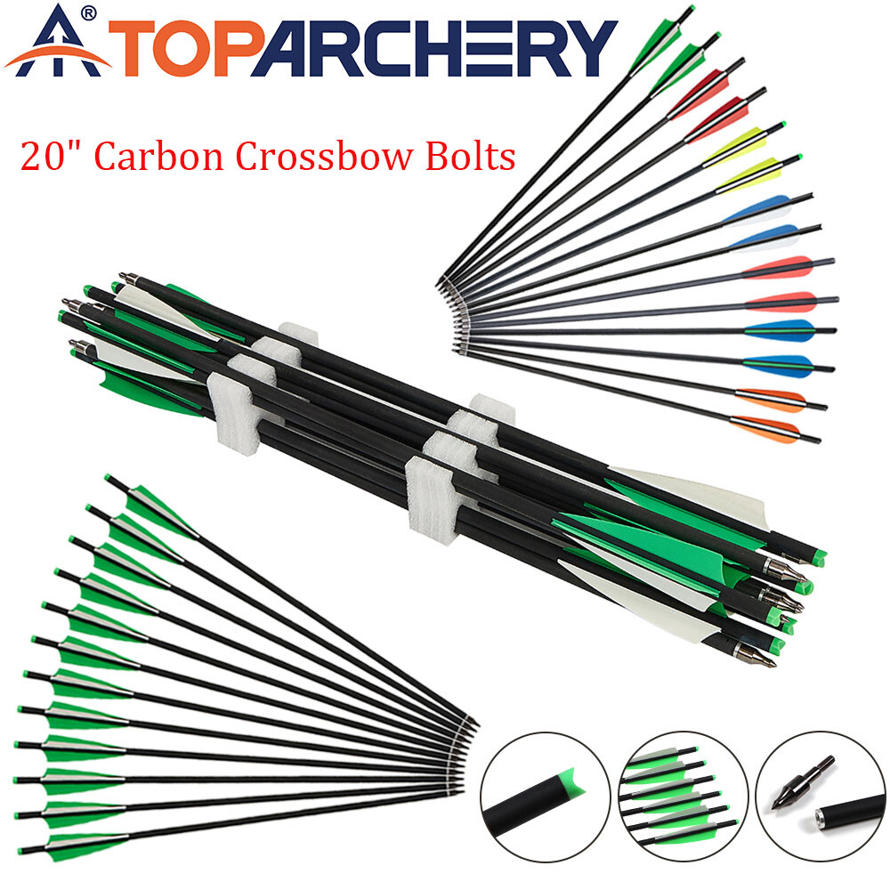 12X Crossbow Bolts 20" Carbon Arrows OD 8.8mm Archery Crossbow Hunting ...