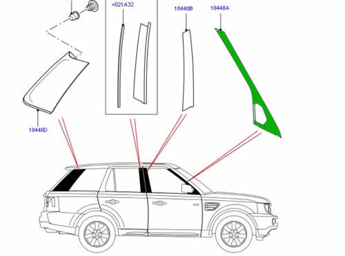GENUINE LAND ROVER FINISHER A PILLAR RANGE ROVER SPORT 06 -13 RH NEW ...