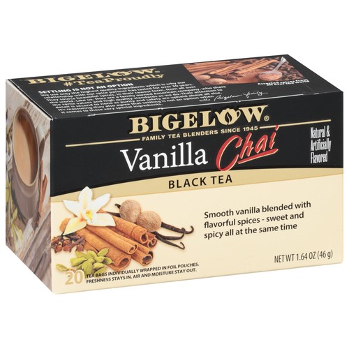 Bigelow Vanilla Chai Black Tea Bags 20 Count 6 Pack Hot Beverage Drink ...