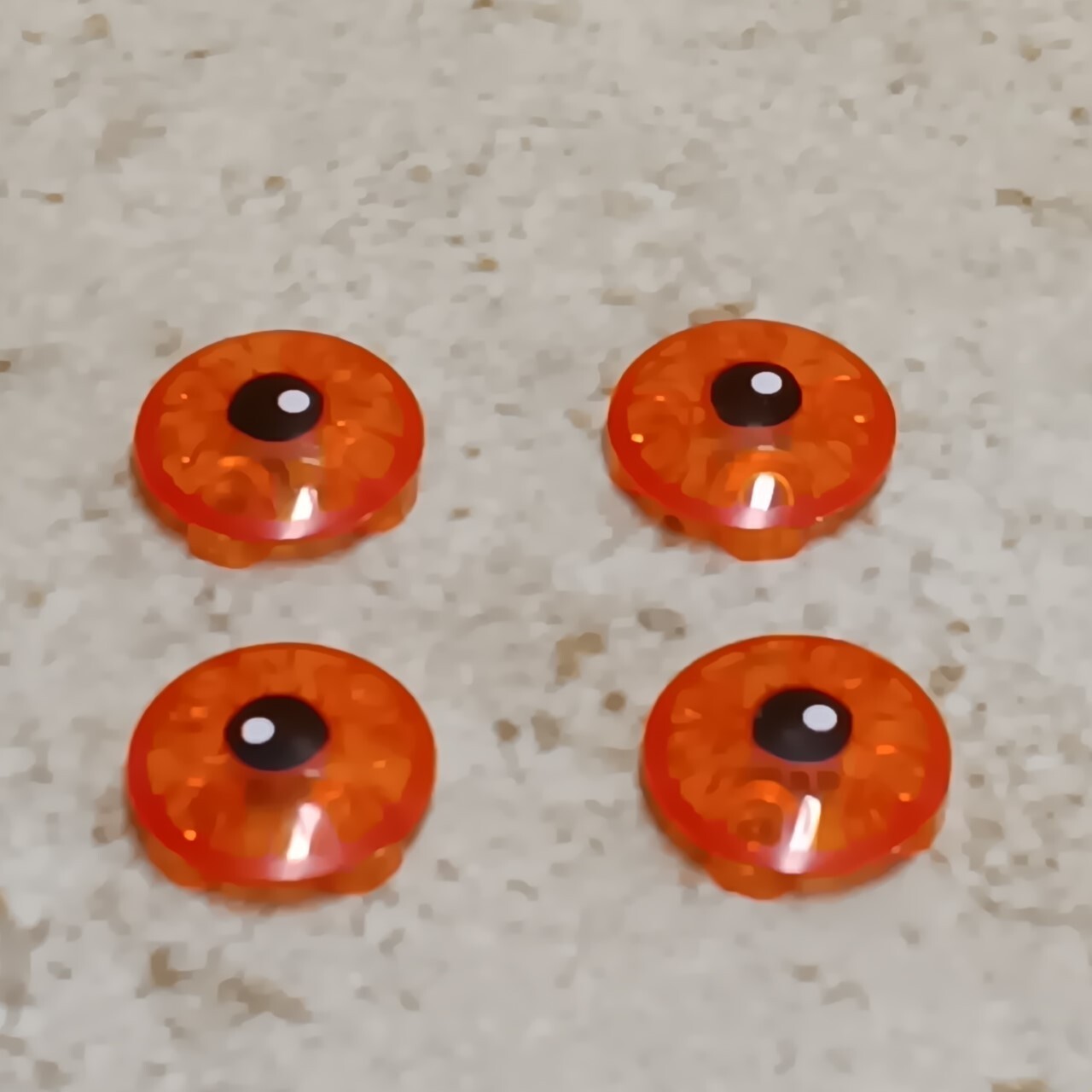 LEGO Big Eyes Trans Orange Printed 2x2 Round Inverted Hubcap Round ...