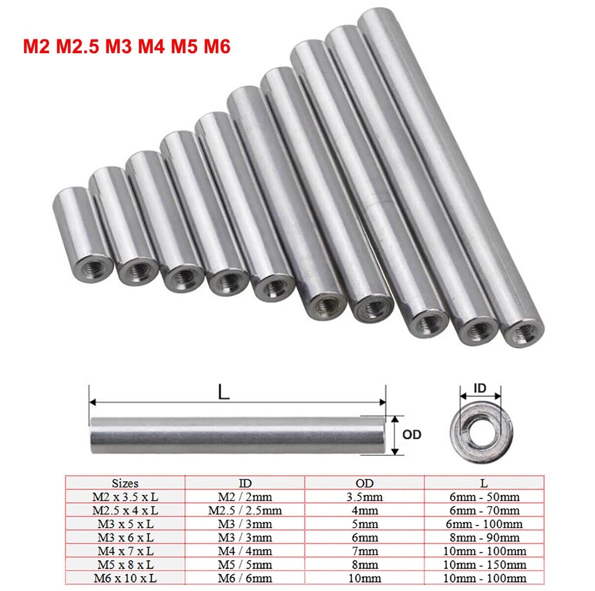 M2 2 5 3 4 5 6 Aluminium Gewindemuffen Runde Distanzstücke