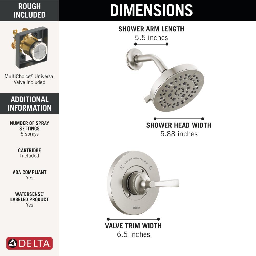 Delta Faryn 1 Handle 5-Spray Shower Faucet Stainless-Certified ...