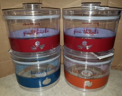 4pk Fall Harvest Theme Clear Plastic Stacking Canister Container 47fl ...