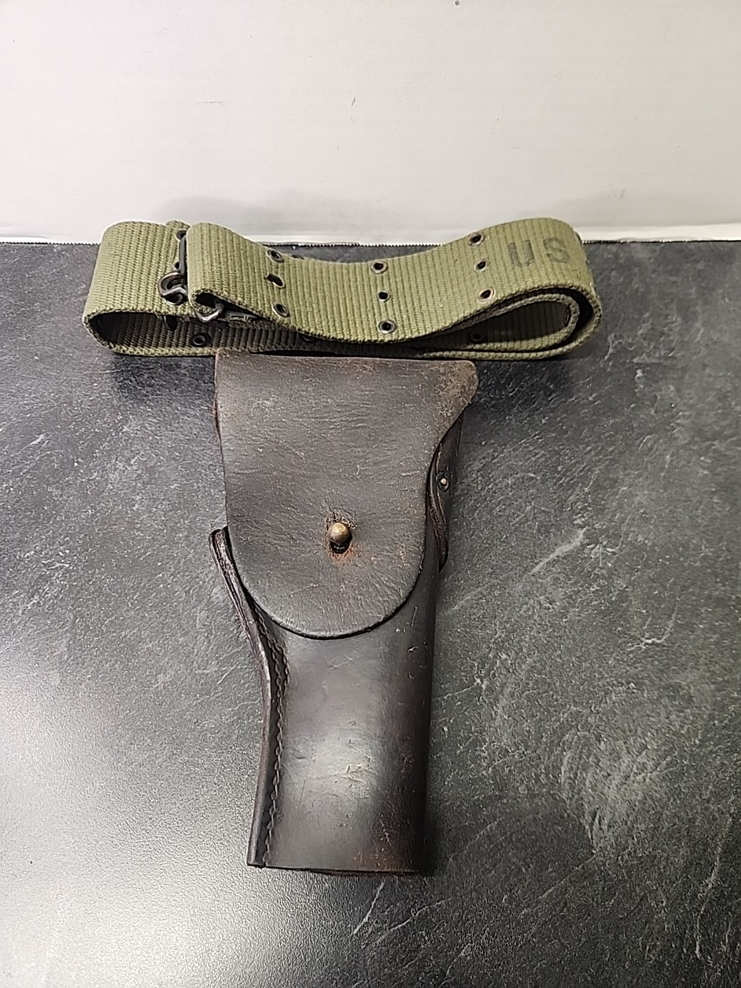 US Military Warren Leather Flap Holster with Canvas Utility Belt | eBay