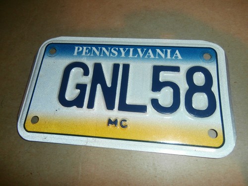 Vintage PA Pennsylvania Penna Motorcycle License Plate GNL58 | eBay