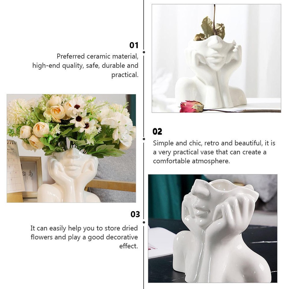 Human Body Shape Ceramic Vase Creative Flower Ware Living Room Flower ...