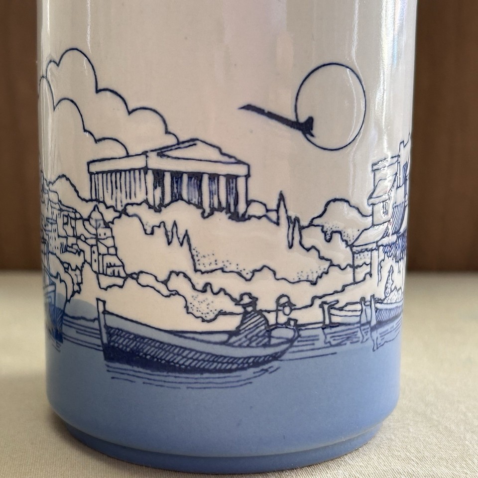 English Ironstone Tableware Mugs Blue and White Set of 2 Herons Boats ...