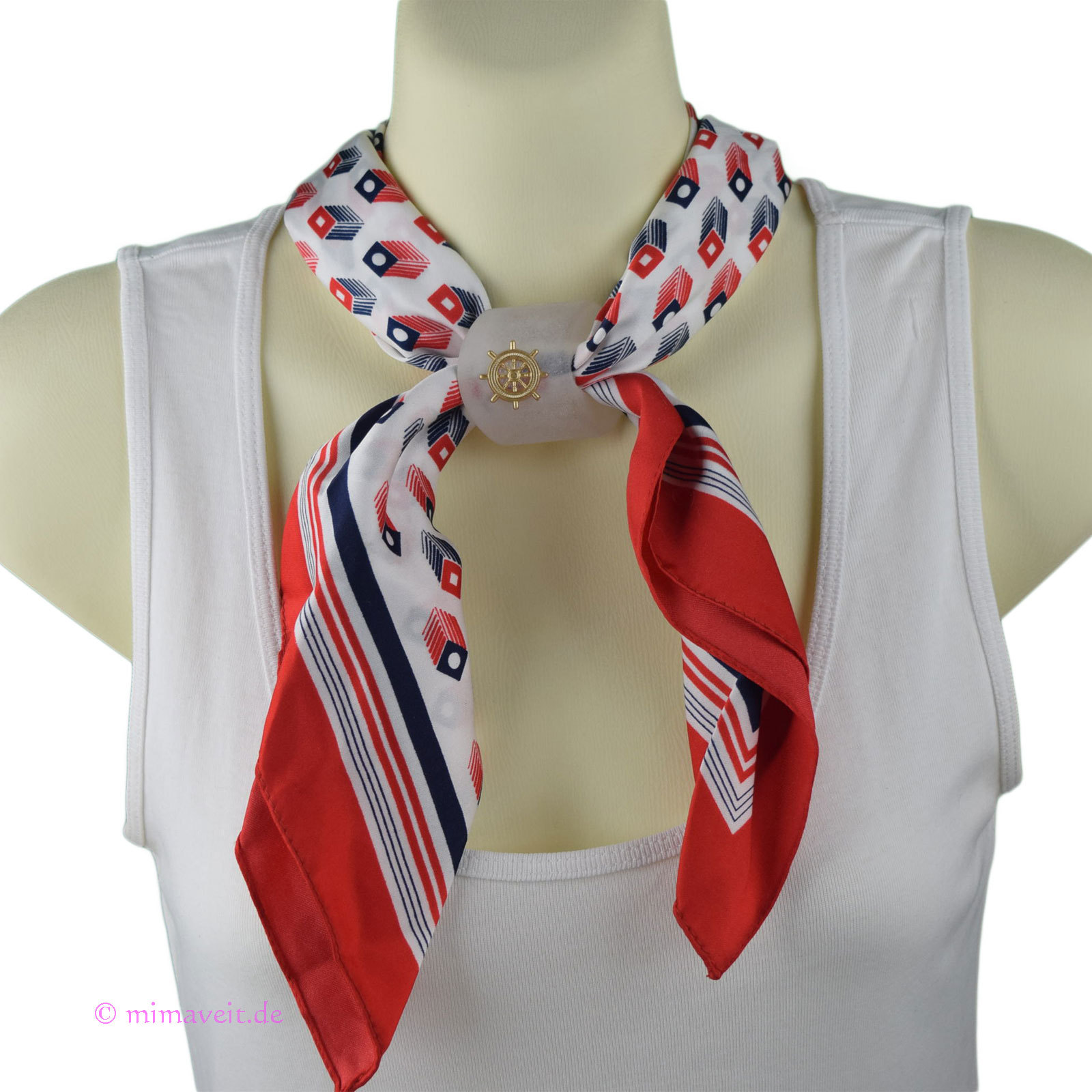 Halstuch Tuch rot mit Marine Anhänger Schalhalter Seestern Steuerrad ...