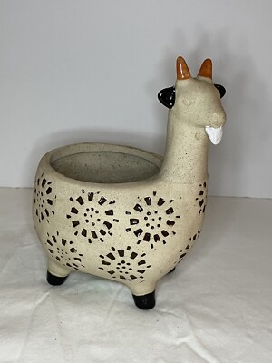 6” Goat Flower Pot Succulent Pot Cream Colored With Beard And Horns | eBay